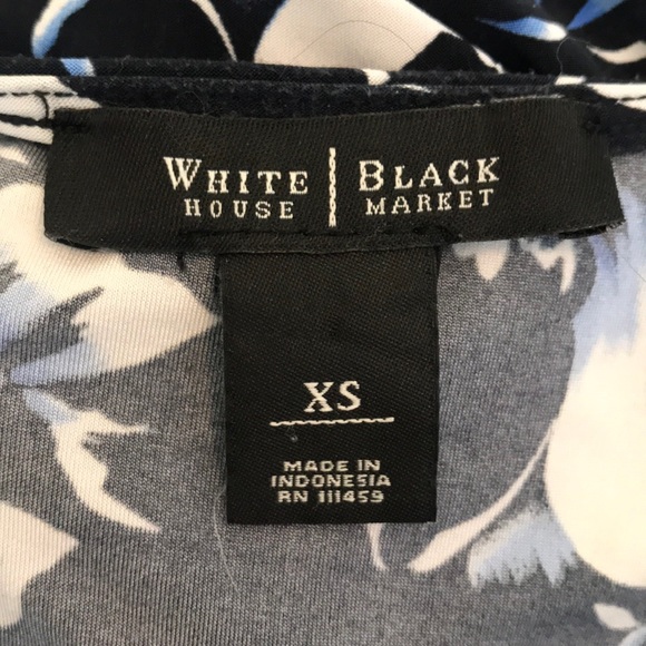 White House Black Market | Tops | Whbm Black Blue Floral Front Ruffle ...